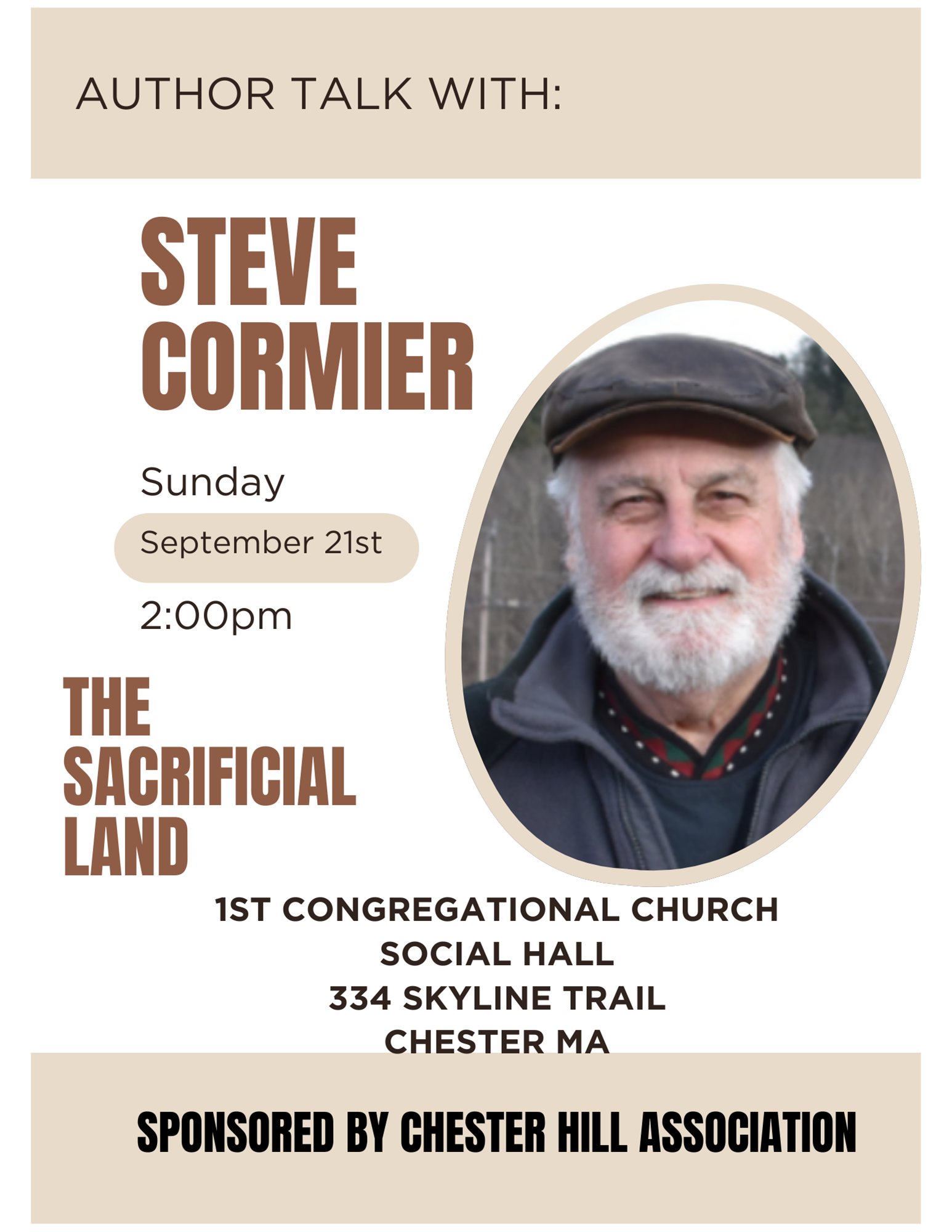 Author Talk with Steve Cormier: The Sacrificial Land – September 21 ...